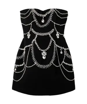 Simkhai Arta Strapless Crystal-embellished Cady Mini Dress - Black