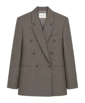 THE FRANKIE SHOP Jade Wool Double-breasted Blazer - Beige