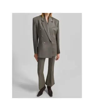 THE FRANKIE SHOP Jade Wool Double-breasted Blazer - Beige