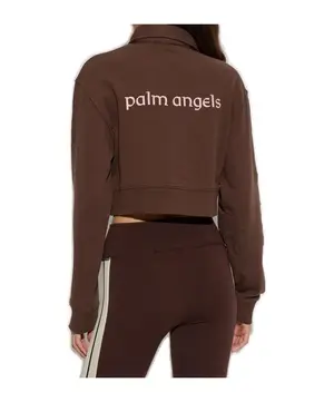 Palm Angels Cropped Half-zip Polo Sweatshirt - Brown
