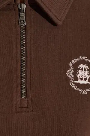 Palm Angels Cropped Half-zip Polo Sweatshirt - Brown