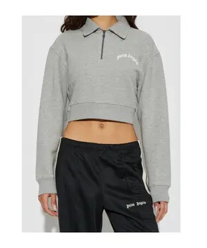 Palm Angels Logo Cropped Zip Sweatshirt