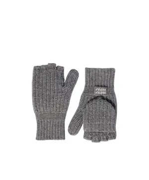 Miu Miu Wool And Cashmere Fingerless Gloves - Grey