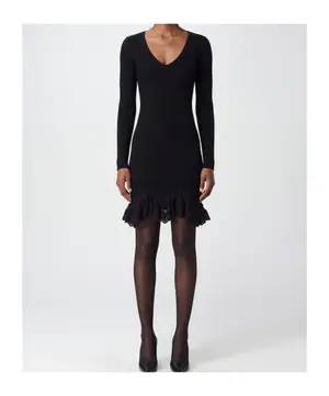 Blumarine Ribbed Lace-hem Dress