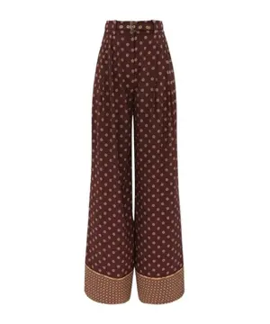 Zimmermann Polka Dot Wide-leg Pants - Brown