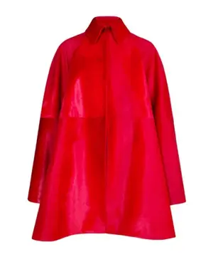 Alaïa Pony Calfskin A-line Coat - Red