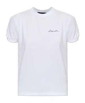Dsquared2 Logo-embroidered Puff-sleeve T-shirt - White