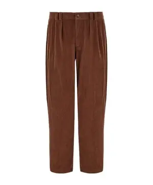 Canali Cotton Corduroy Pants With Two Pleats - Brown