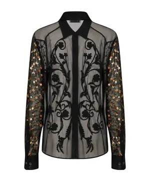 Dries Van Noten Beaded Floral Embroidered Shirt