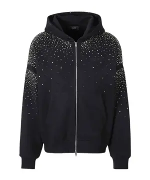 Amiri Crystal-embellished Zip-up Hoodie - Black