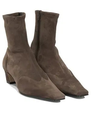 Khaite Nevada Square Toe Zipped Ankle Boots