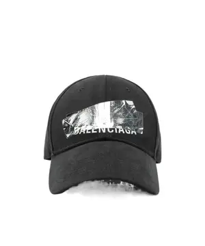 Balenciaga Logo Embroidered Baseball Cap - Black
