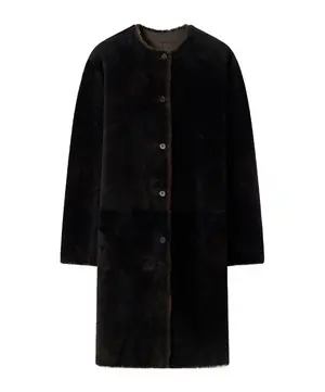 Loulou De Saison Elba Shearling Coat - Dark Brown