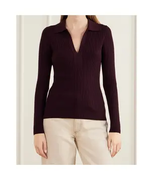 JOSEPH Polo Collar Knit Sweater - Purple