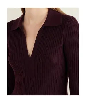 JOSEPH Polo Collar Knit Sweater - Purple