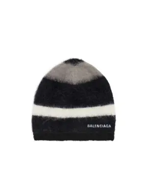 Balenciaga Striped Beanie - Black/white/grey