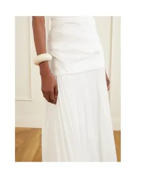 Simkhai Ammalie One-shoulder Draped Pleated Poplin Midi Dress