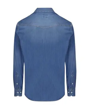 Brunello Cucinelli Logo Denim Shirt - Blue