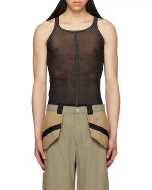 DION LEE Round-neck Sleeveless Tank Top - Black