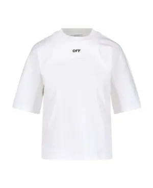 Off-White Logo Embroidered Crewneck T-shirt - White