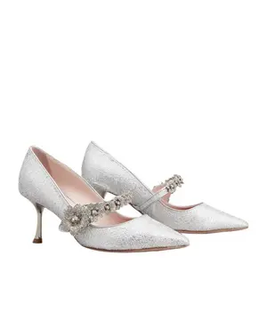 ROGER VIVIER Bouquet Flower Piping Babies Pumps In Fabric