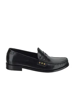 Saint Laurent Almond Toe Slip-on Loafers - Black