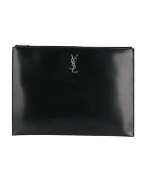 Saint Laurent Logo Clutch Bag - Black