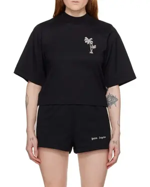 Palm Angels Palm Embroidered Cropped T-shirt