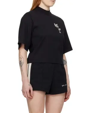 Palm Angels Palm Embroidered Cropped T-shirt