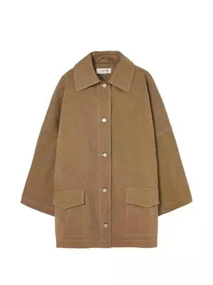 PSOPHIA Contrast-stitch Button-down Coat