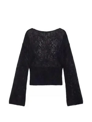 REFORMATION Soren Sheer-knit Sweater - Black
