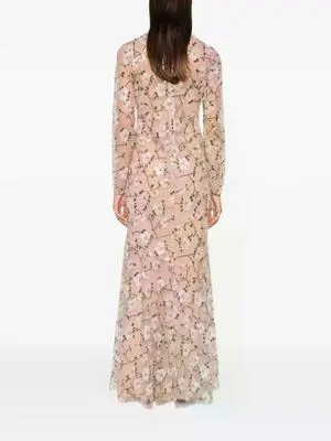 SELF-PORTRAIT Floral Sequin Maxi Dress