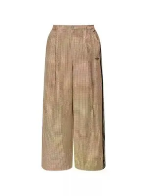 Adidas Long Check-pattern Side-stripe Trousers - Neutrals