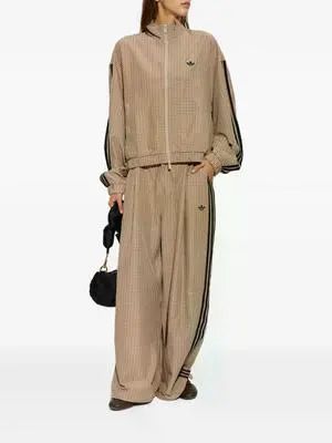 Adidas Long Check-pattern Side-stripe Trousers