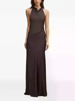 EVER NEW Halter-neck Back-tie Maxi Dress - Brown