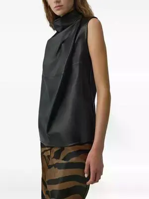 Simkhai Halley Draped Leather Blouse Top