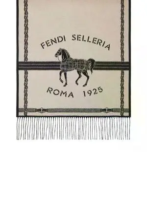 Fendi Selleria Intarsia-knit Scarf - Neutrals