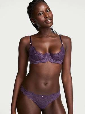 Victoria's Secret Dream Angels Wicked Unlined Lace Peekaboo Balconette Bra - Purple
