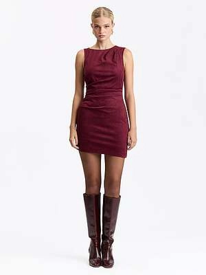 Victoria's Secret Avec Les Filles Asymmetrical Suede Mini Dress - Red