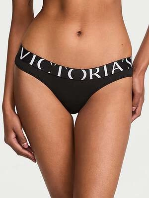 Victoria's Secret Cotton Exploded Logo Ultra-low Cheeky Panty Black