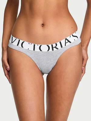 Victoria's Secret Cotton Exploded Logo Ultra-low Cheeky Panty Grey