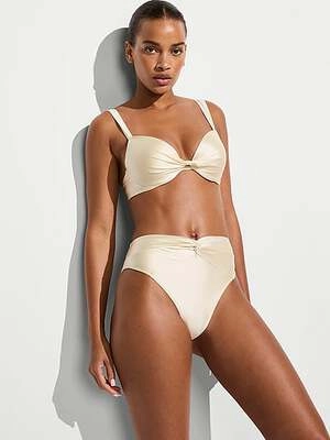 Victoria's Secret Swim Satin Shine Twist Push-up Bikini Top - Beige