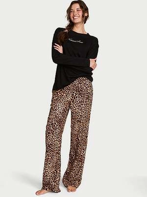 Victoria's Secret Flannel Long Tee-jama Set - Black