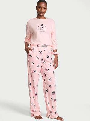 Victoria's Secret Cozyflannel™ Long Tee-jama & Scrunchie Set - Pink