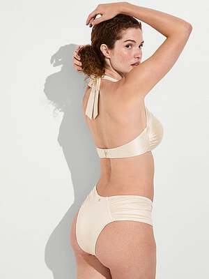 Victoria's Secret Swim Satin Shine Ruched Itsy Bikini Bottom - Beige