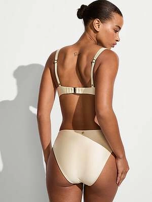 Victoria's Secret Swim Satin Shine Twist High-waist Cheeky Bikini Bottom - Beige