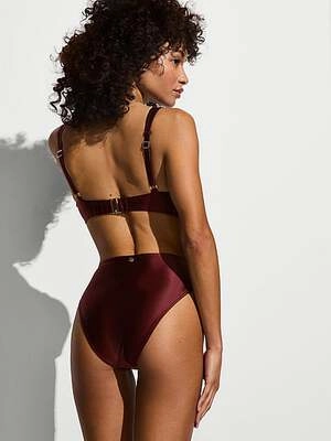 Victoria's Secret Swim Satin Shine Twist High-waist Cheeky Bikini Bottom - Brown