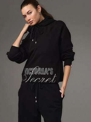 Victoria's Secret Angel Essentials Vintage Fleece Hoodie - Black