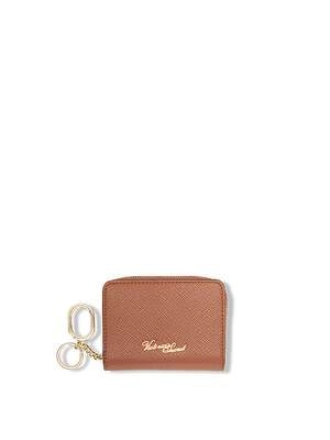 Victoria's Secret Small Zip Wallet Keychain Brown