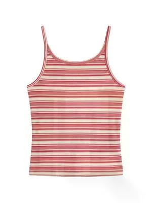 REFORMATION Calie Striped Ribbed Tank Top - Red